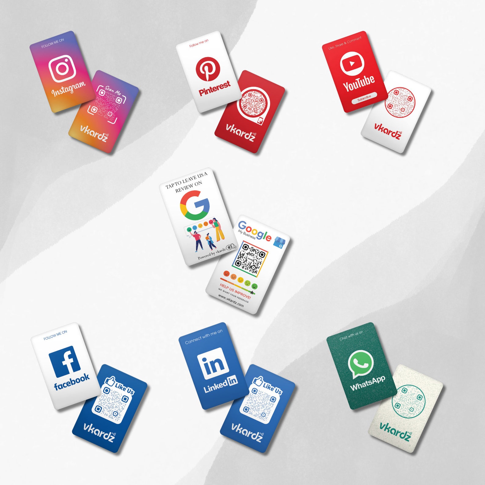Vkardz Social Media Nfc Cardspack of Google Instagram - Etsy