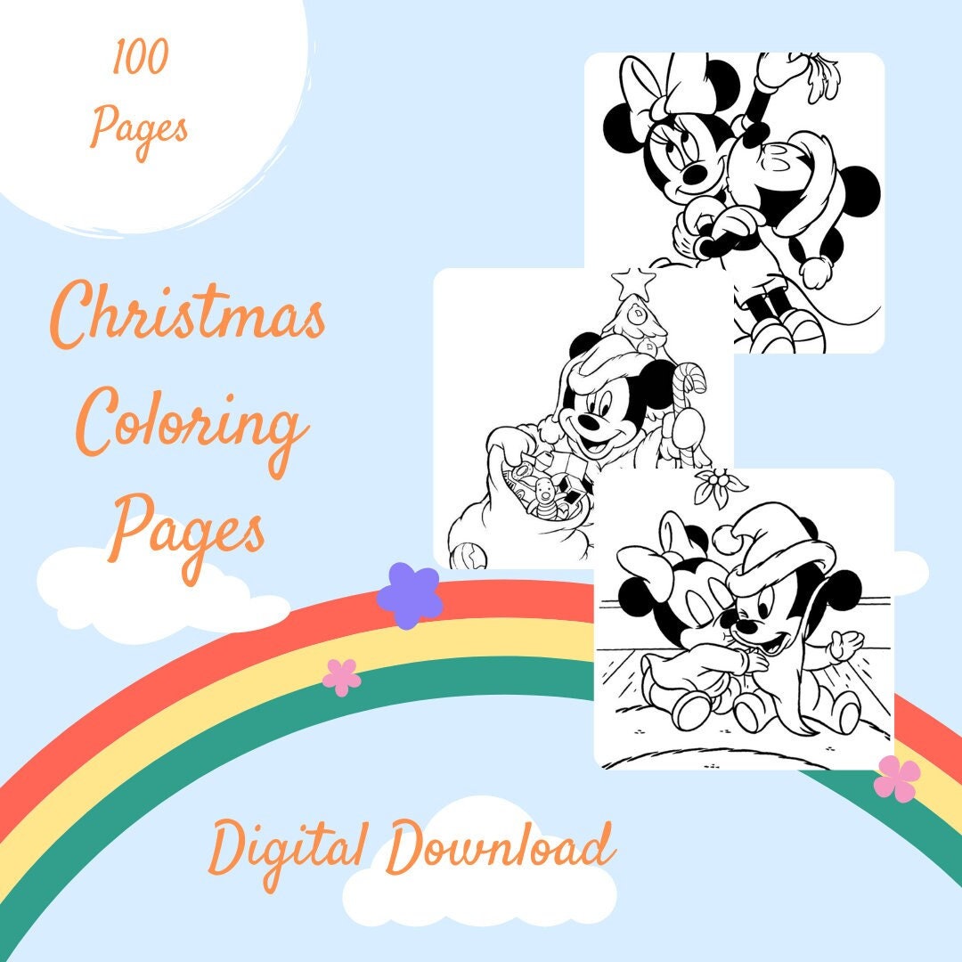 Christmas Coloring Pages Pack of 100 Digital Download Coloring Pages ...