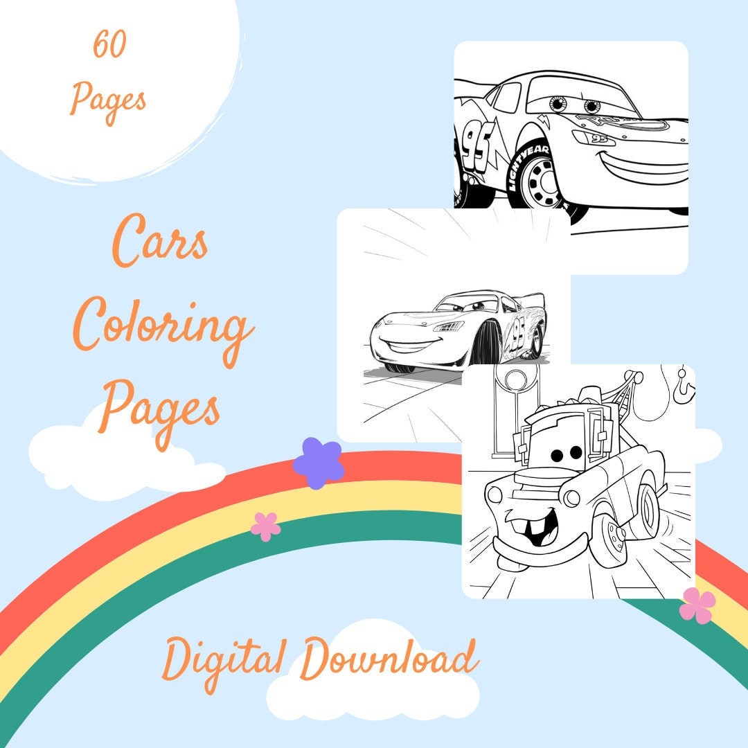 Cars Coloring Pages Pack of 60 Digital Download Coloring for Car Lovers ...