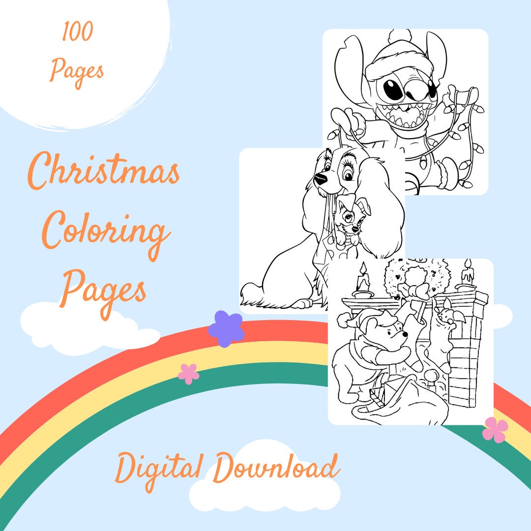 Christmas Coloring Pages Pack of 100 Digital Download Coloring Pages ...