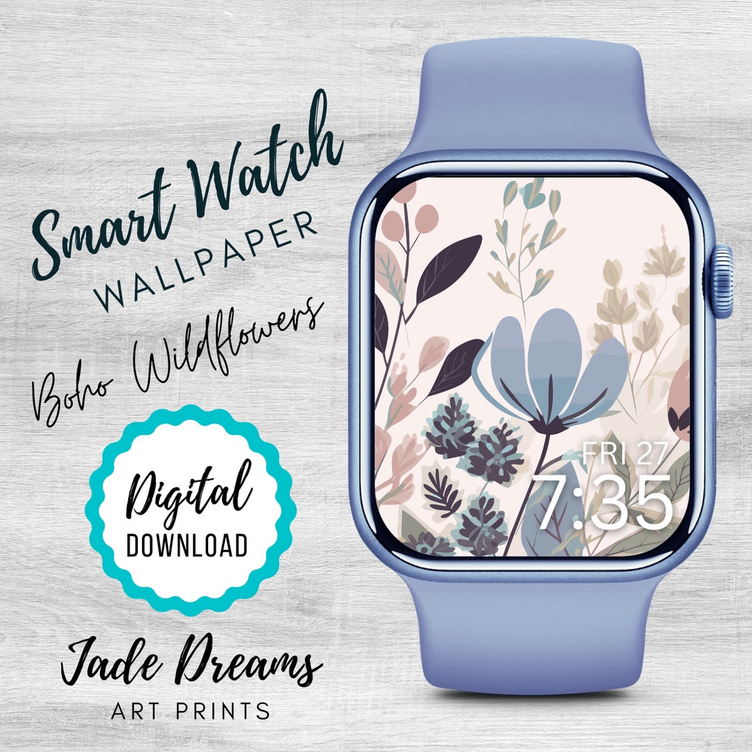 Boho Wildflowers Smart Watch Wallpaper, Single Wallpaper, Digital ...