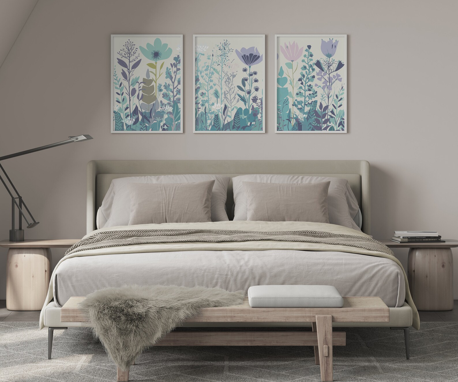 Boho Wild Flowers Wall Art Set of 3, Bohemian Wildflowers 3 Piece Wall ...