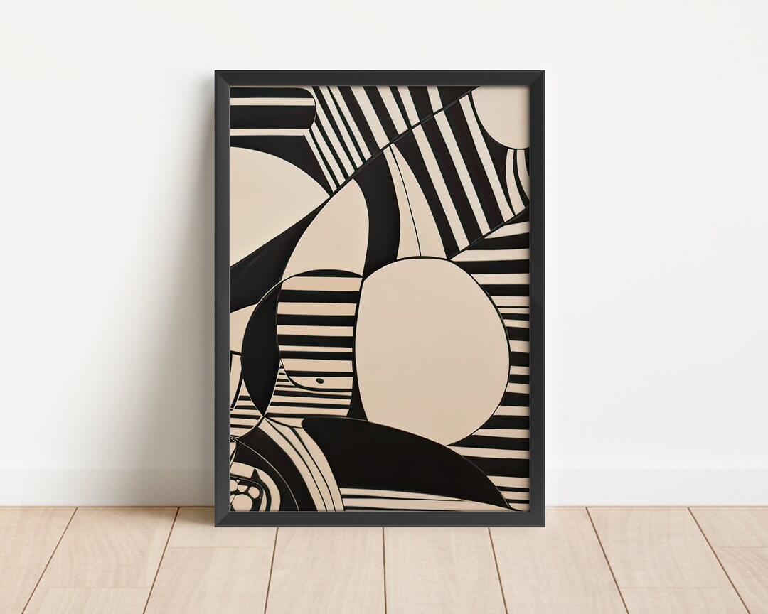 Midcentury Modern Printable Wall Art Single Print C Black and Tan ...