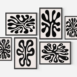 Matisse Style Abstract Blob Gallery Wall Art Set of 6, Printable Modern ...