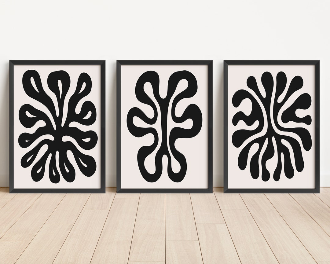 Matisse Style Abstract Blob Gallery Wall Art Set of 3 B, Printable ...