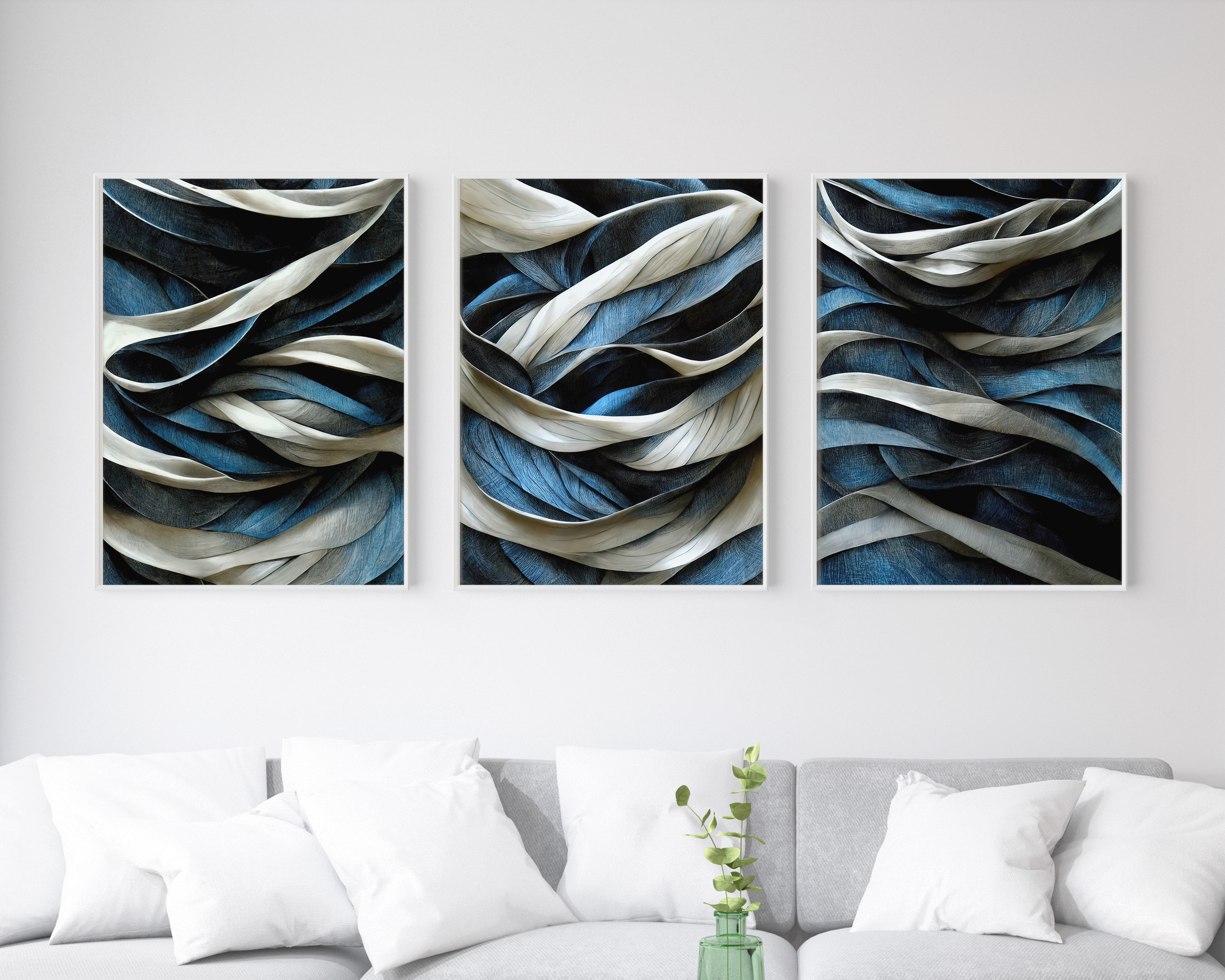 Blue Swirls Wall Art Set of 3 Printable Wall Art Bundle - Etsy