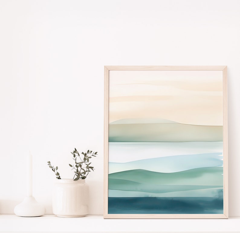 Ocean Watercolor Wall Art Set of 2 Beach Home Decor Ocean Waves Teal ...