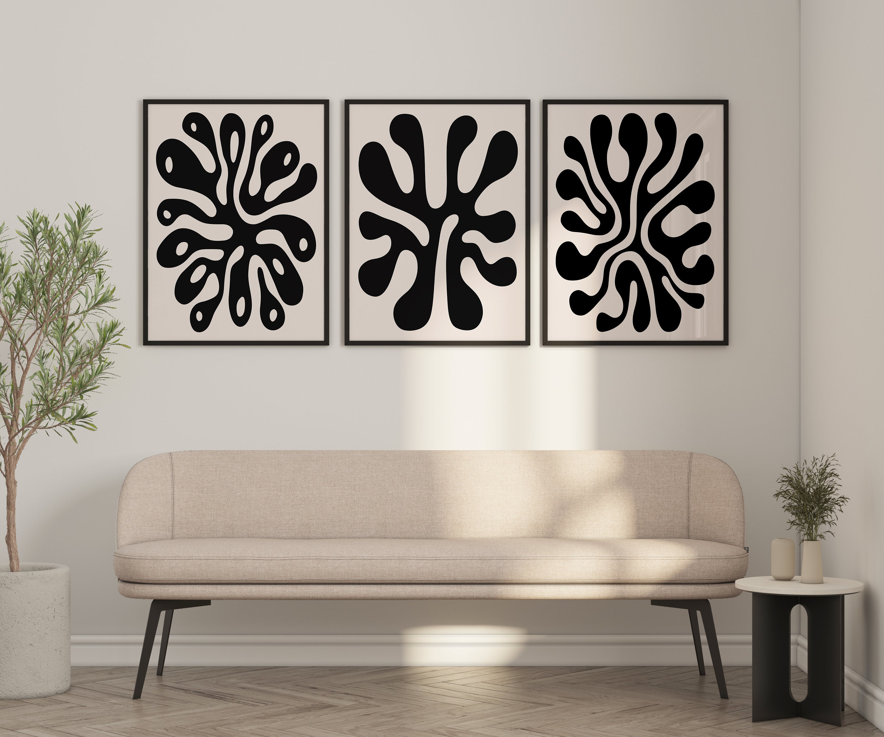 Matisse Style Abstract Blob Gallery Wall Art Set of 3 A - Etsy