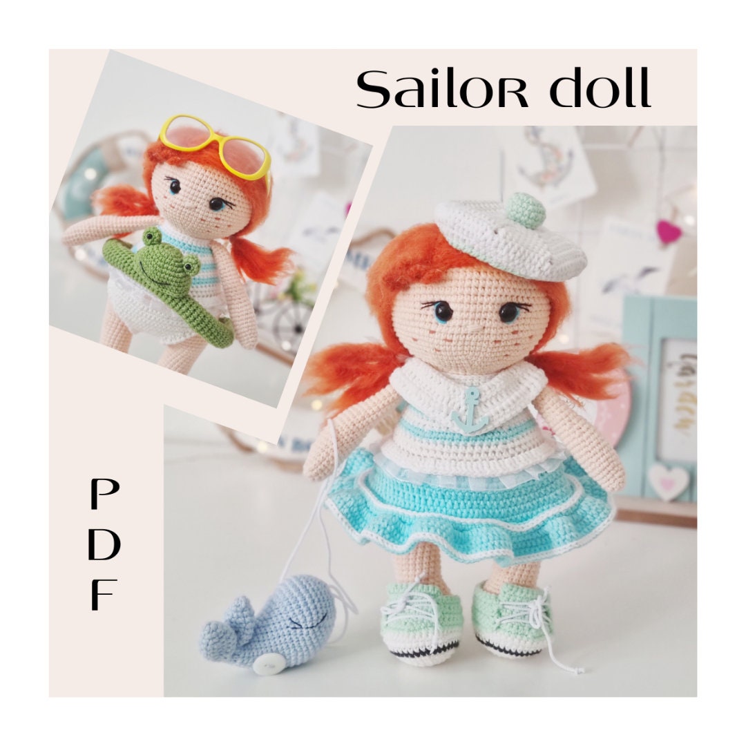 Amigurumi Pattern Crochet Sailor Doll With Accessories PDF - Etsy