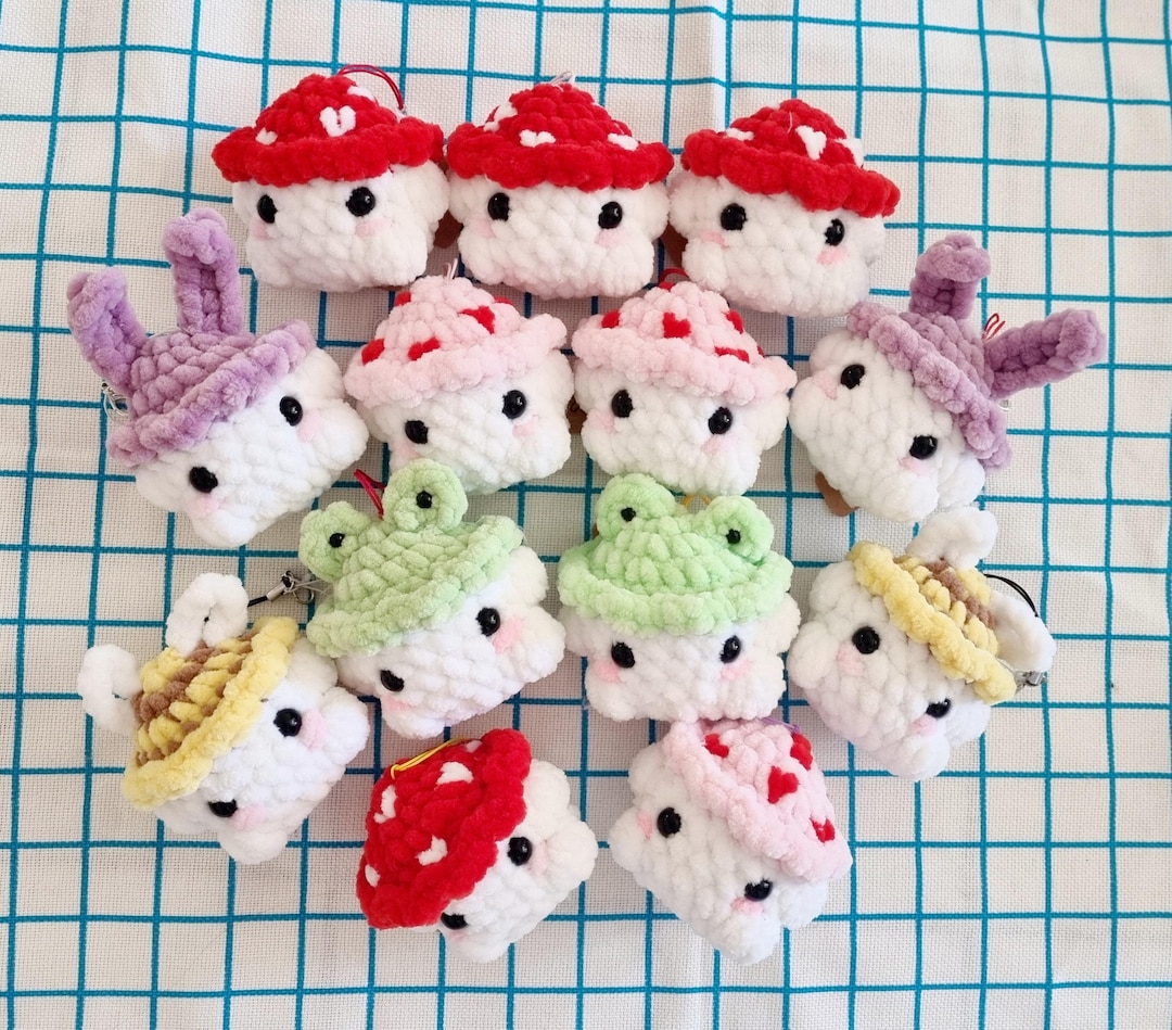 Crochet Mushroom Keychain Pattern: No-sew Amigurumi With Bunny, Bee ...