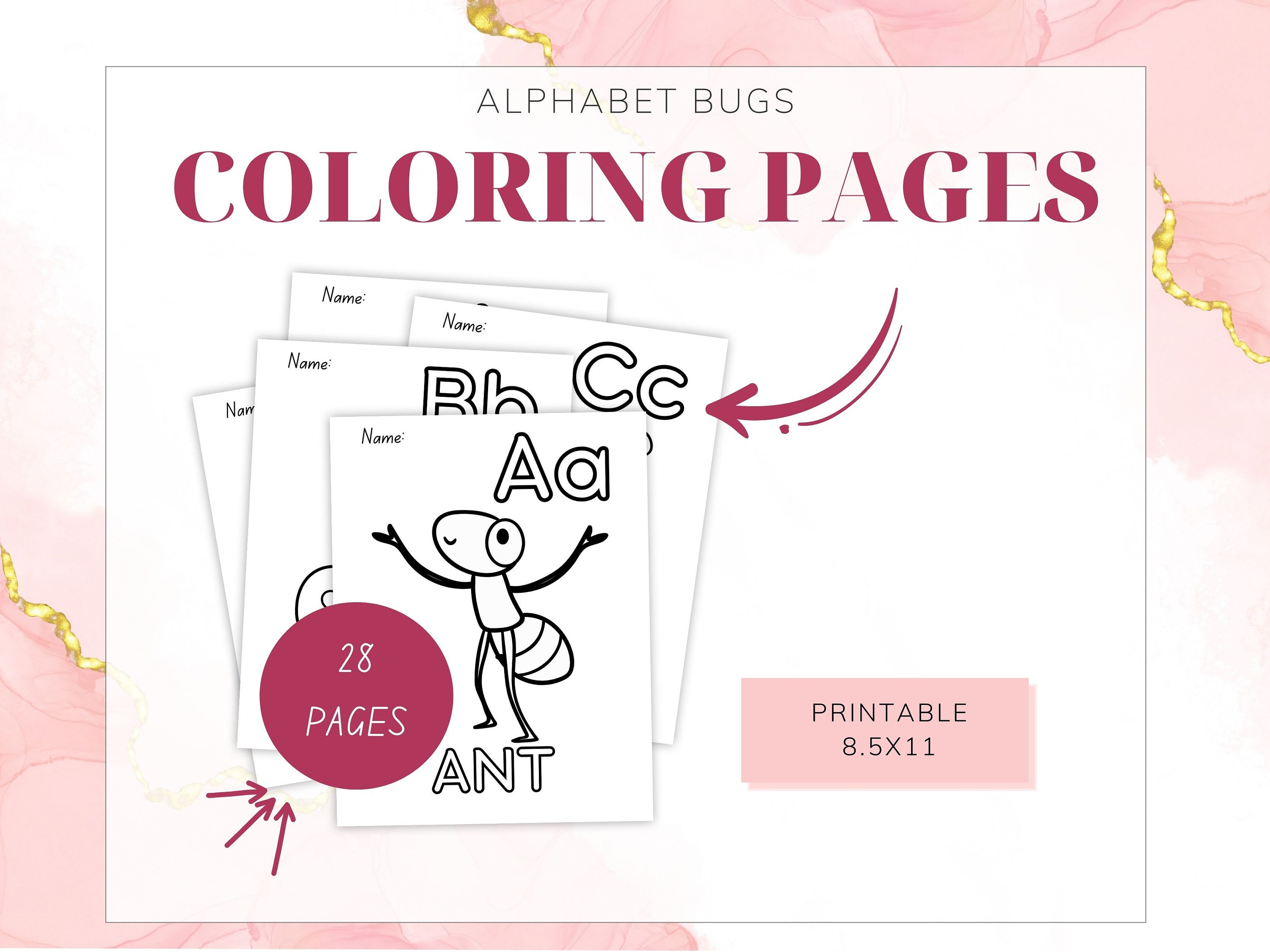 Bug Coloring Alphabet Coloring ABC Coloring Toddler - Etsy
