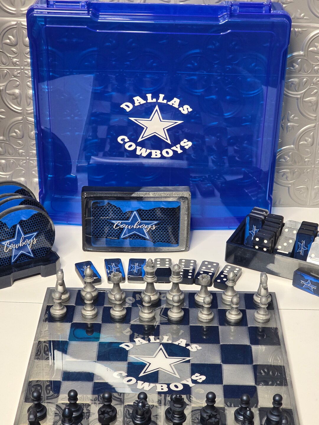 Custom Chess and Matching Dominoe Set and Coasters. Choose Your Colors ...