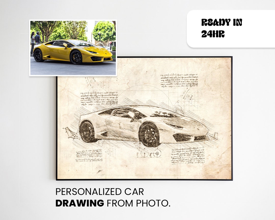 Custom Car Portrait From Photo, Car Lover Gift, Unique Gifts for Car ...