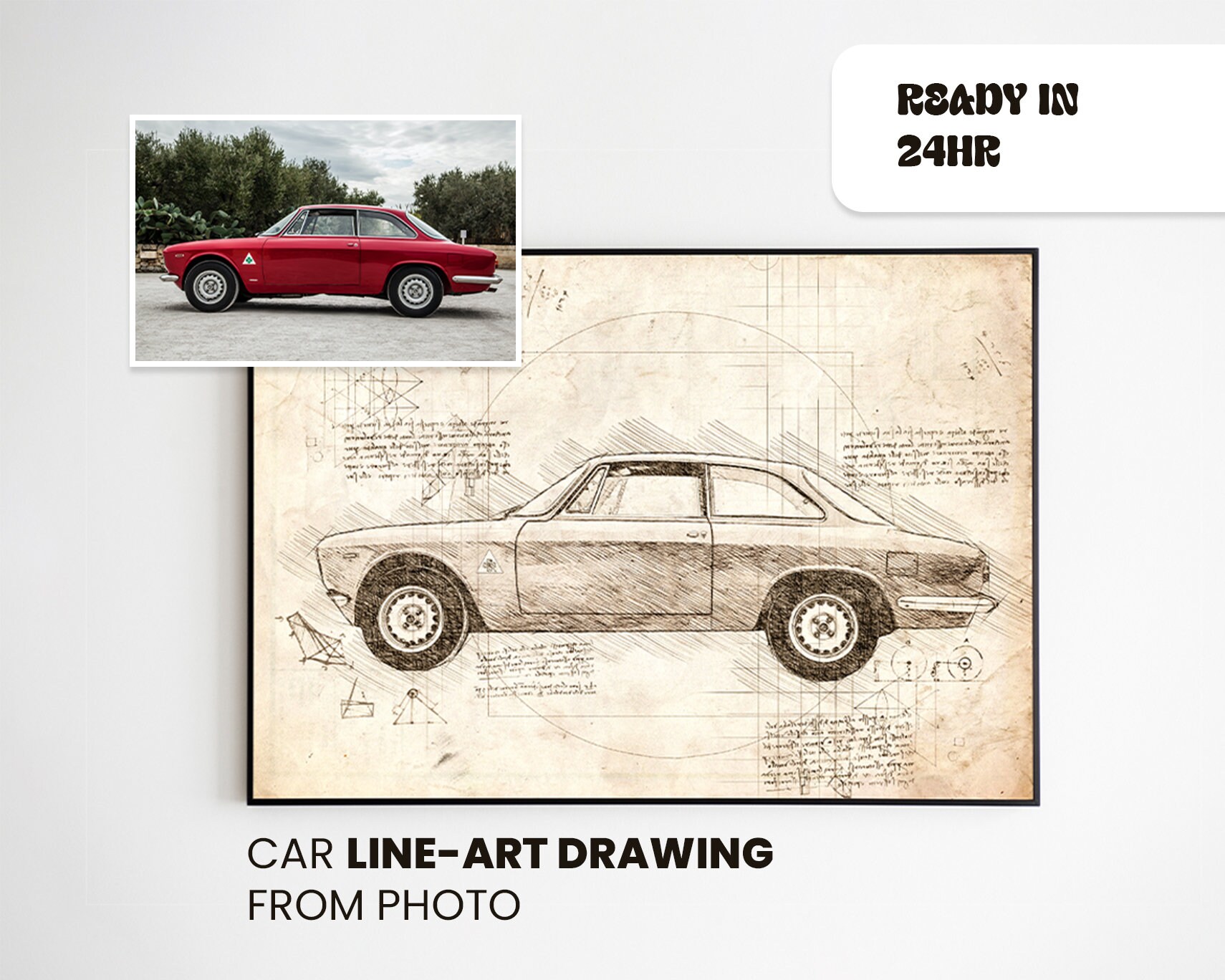 Custom Car Portrait From Photo, Car Lover Gift, Unique Gifts for Car ...