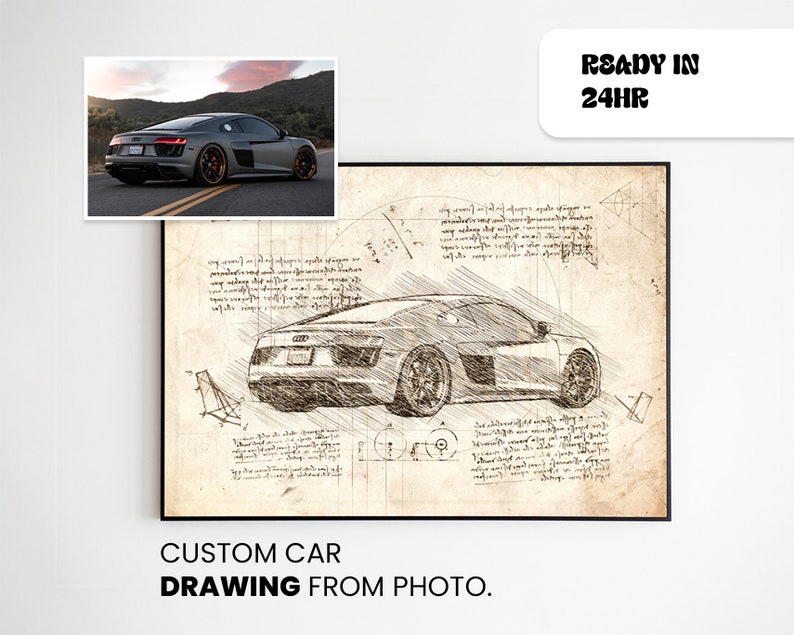 CAR PORTRAIT, Custom Car Portrait From Photo, Car Lover Gift, Unique ...