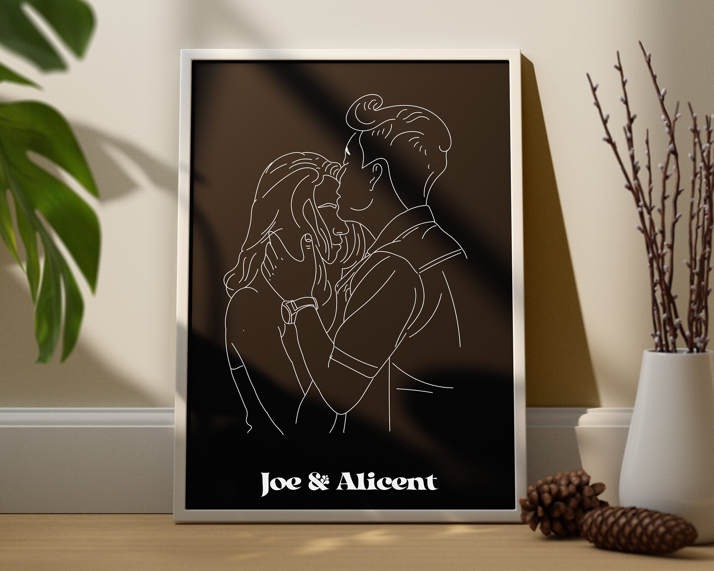 Dibujo de arte lineal Dibujo de líneas personalizado Retrato - Etsy México