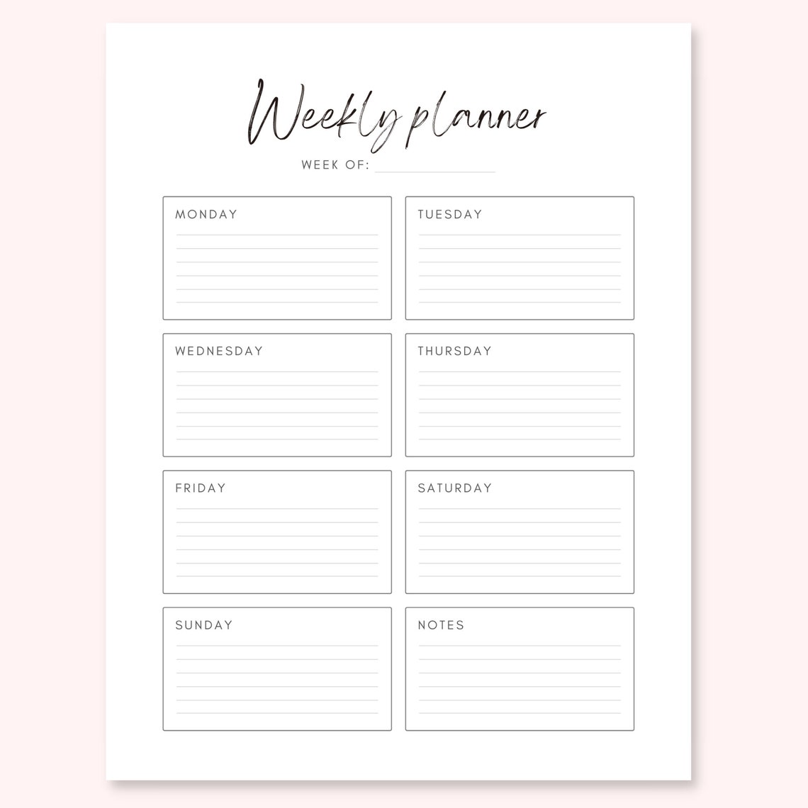 Printable Weekly Planner Weekly Agenda Weekly Schedule - Etsy