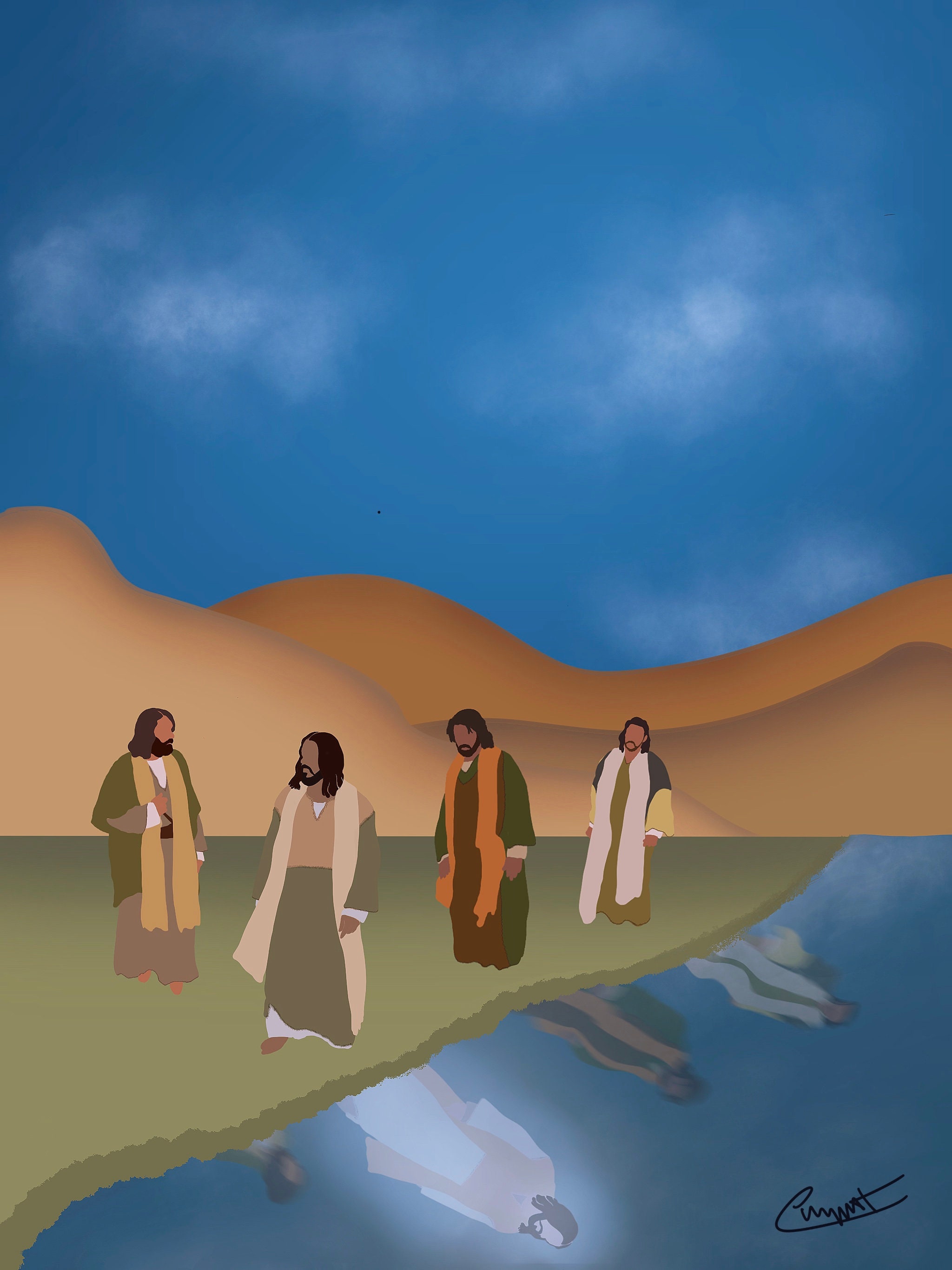 Jesus Walking With Disciples Animated