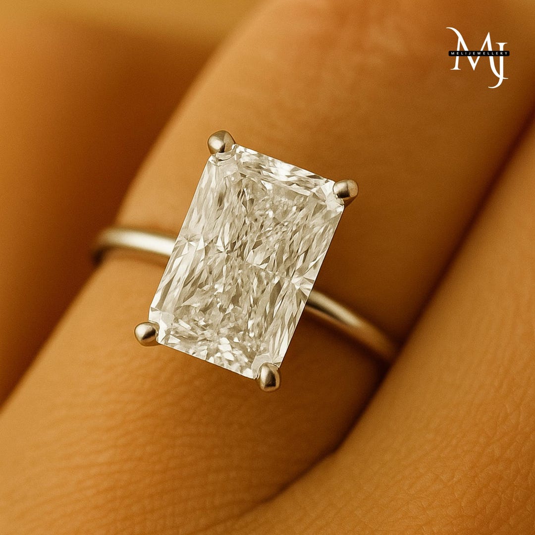 6.0 CT Radiant Cut Diamond Hidden Prong Engagement Ring, IGI Certified ...