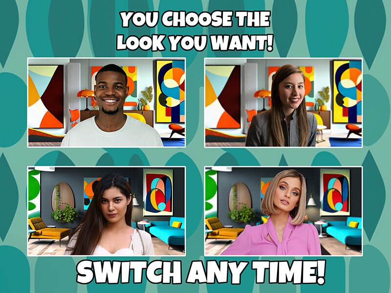 Mid Century Modern Zoom Video Chat Background, Retro Living Room ...