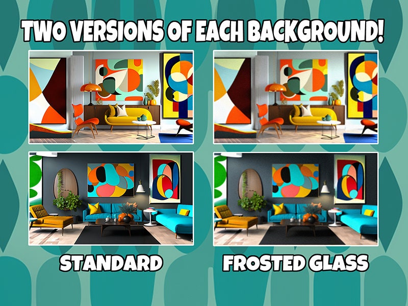 Mid Century Modern Zoom Video Chat Background, Retro Living Room ...