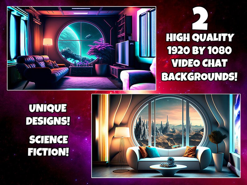 Scifi View Zoom Video Chat Background, Science Fiction Living Room ...
