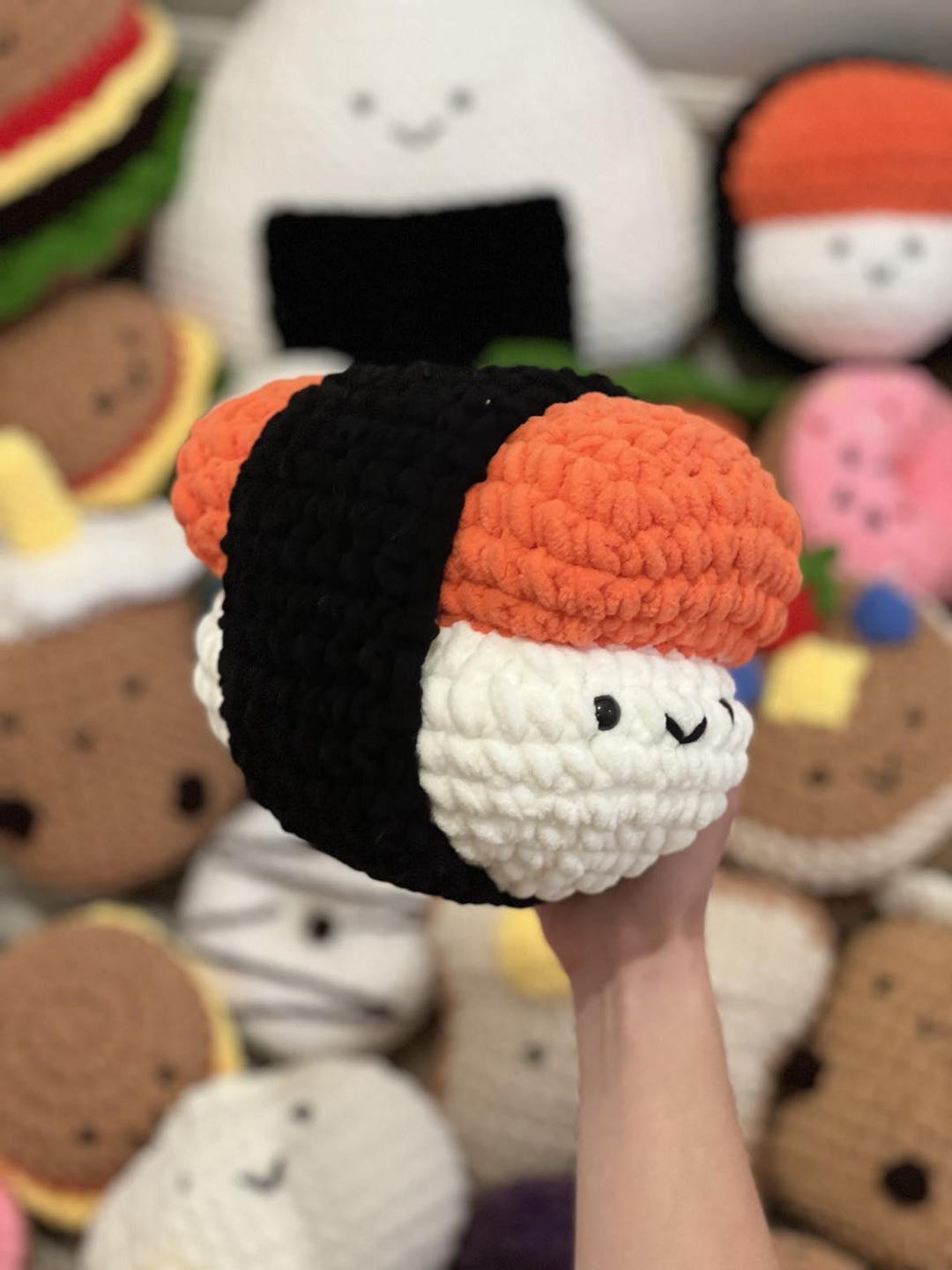 Handmade Crochet Spam Musubi Plushie Cute Stuffed Food Amigurumi Kawaii ...