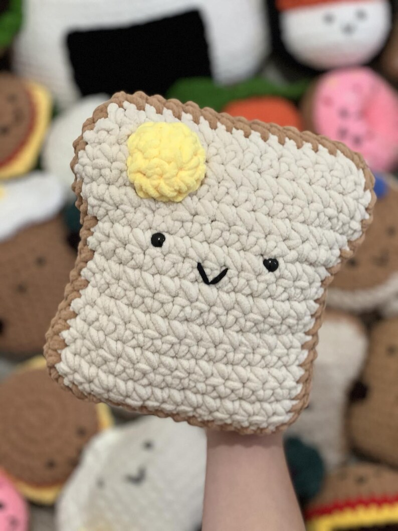 Handmade Crochet Slice of Toast Plushie | Breakfast Food Amigurumi ...