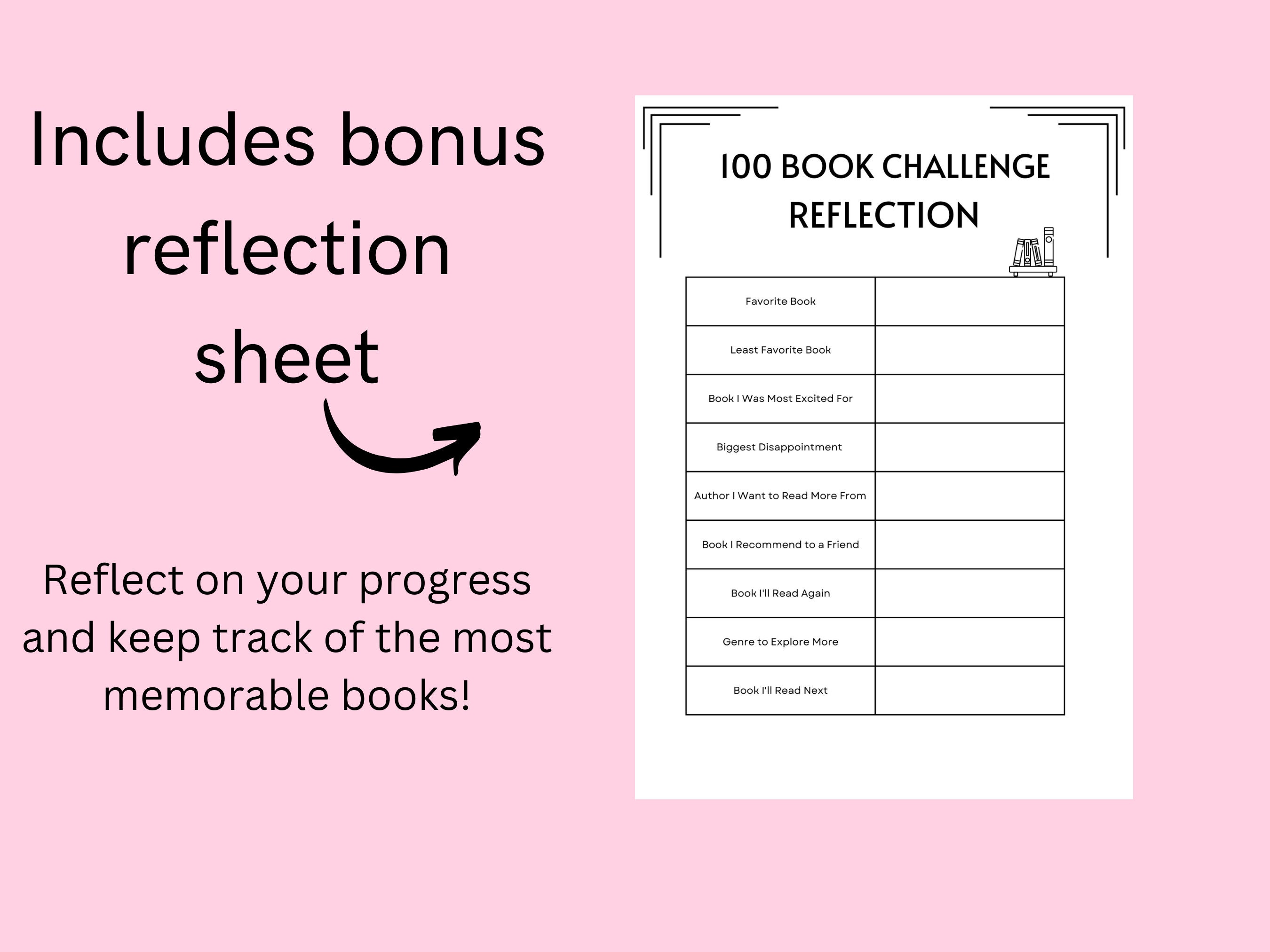 100 Book Challenge | Reading Tracker | Reading Insert| Reading ...