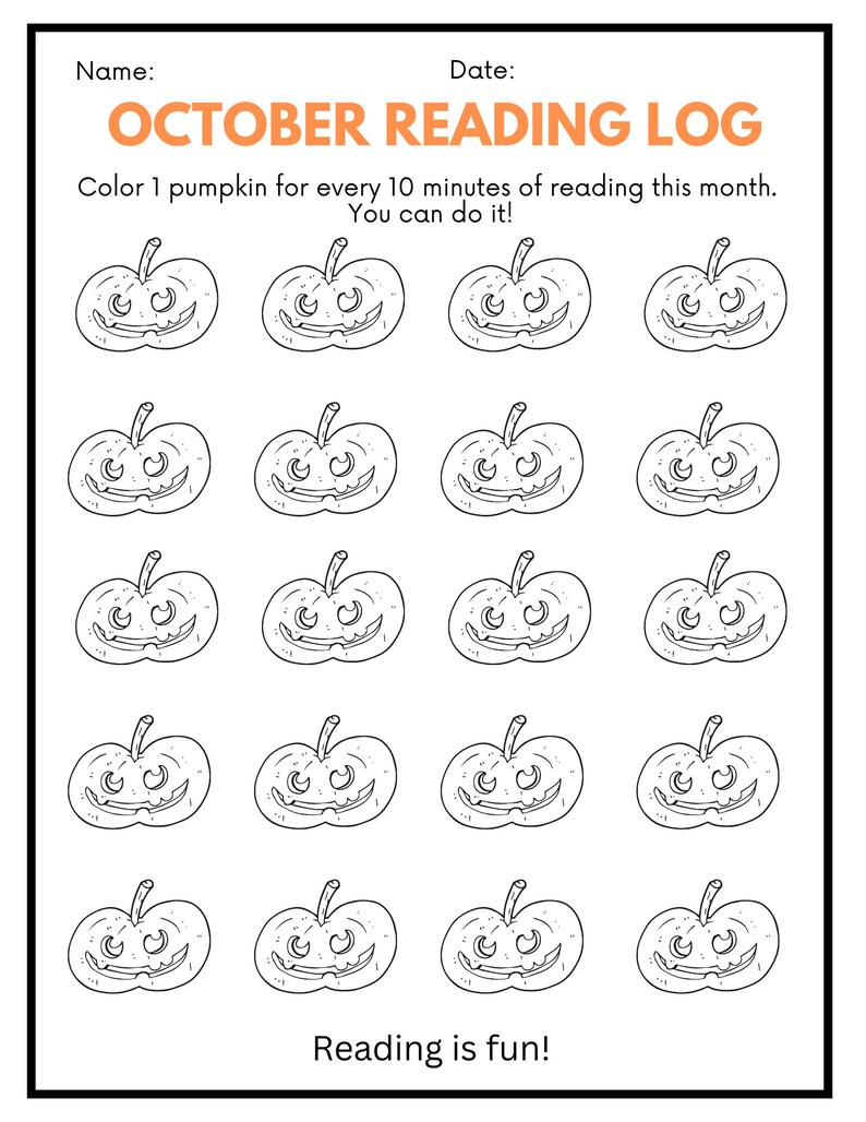 Kids Reading Log October Reading Log Spooky Reading Log Printable ...