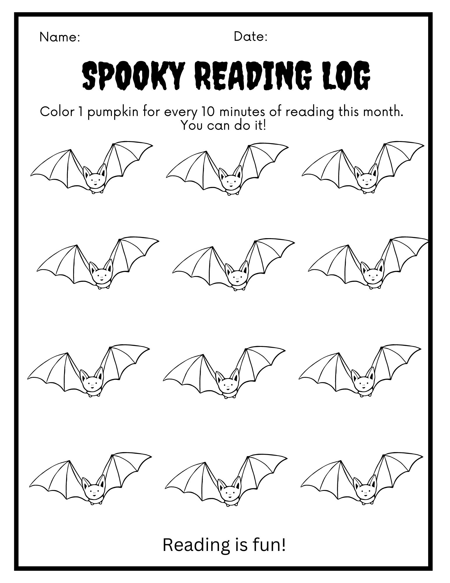 Kids Reading Log October Reading Log Spooky Reading Log Printable ...