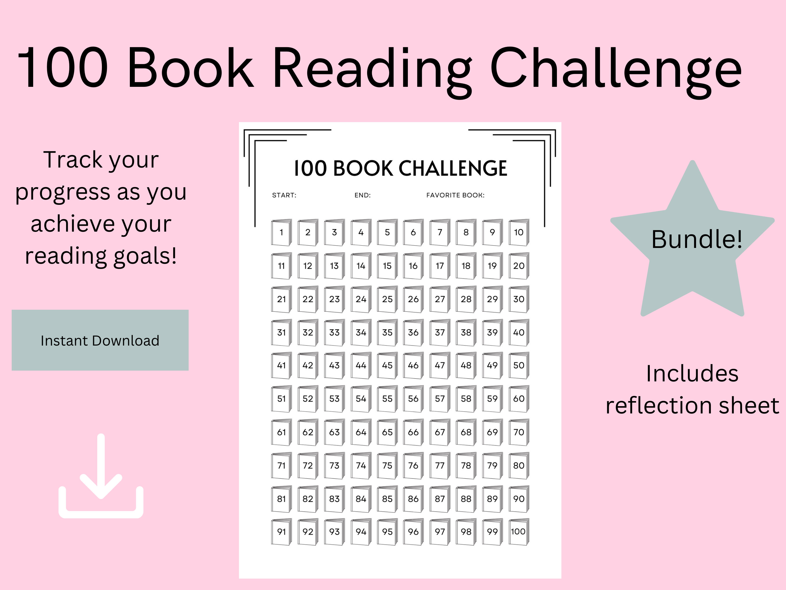 100 Book Challenge | Reading Tracker | Reading Insert| Reading ...