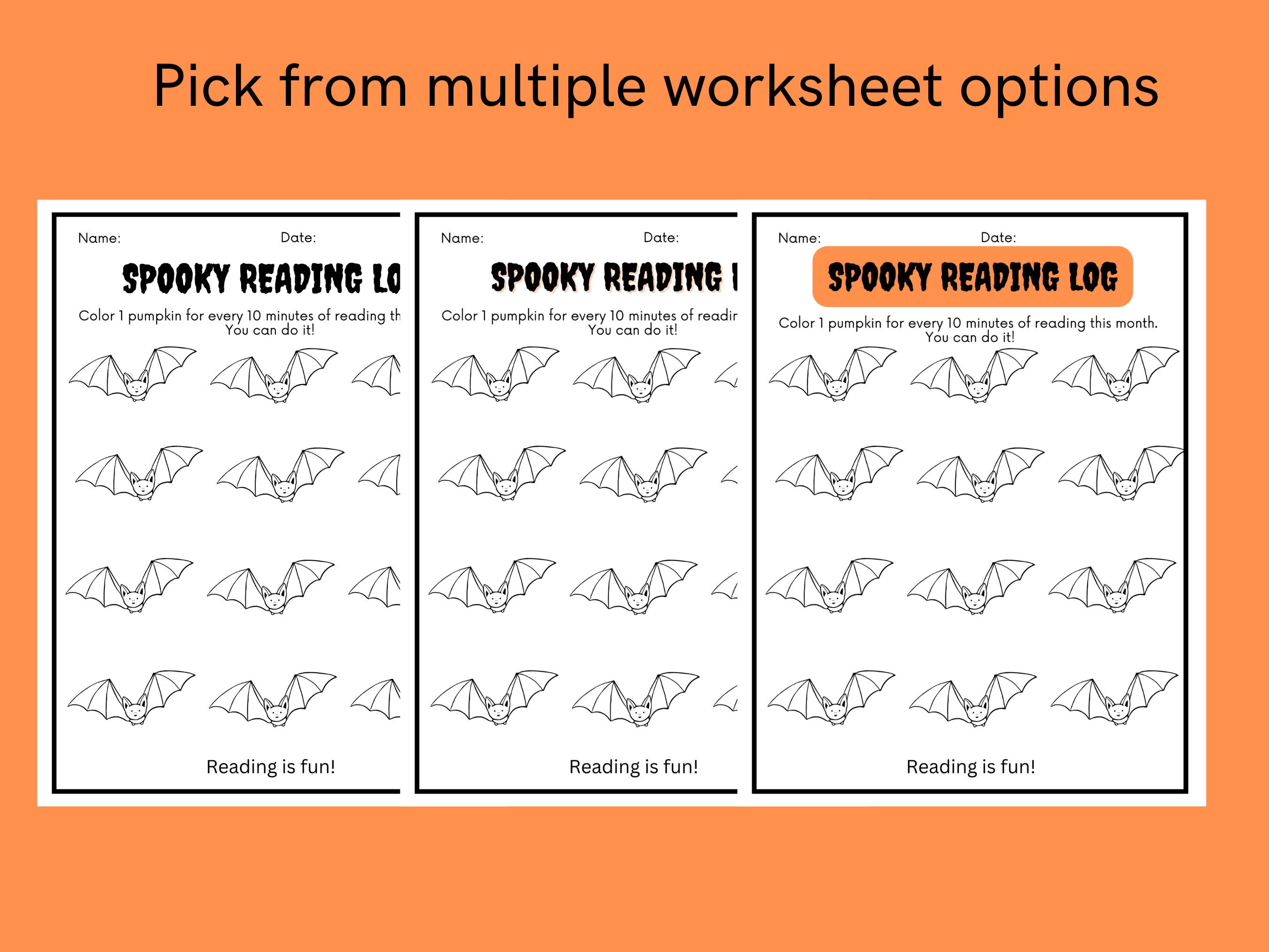 Kids Reading Log October Reading Log Spooky Reading Log Printable ...