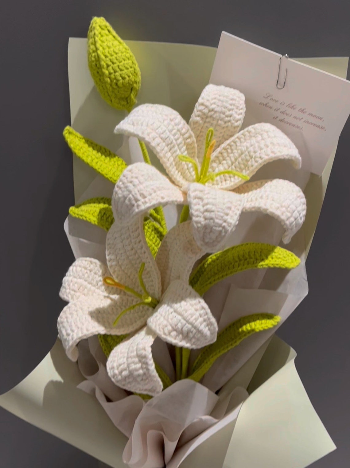 Wrapped Lily Bouquet Crochet Bouquet Lilies Tulips Home - Etsy