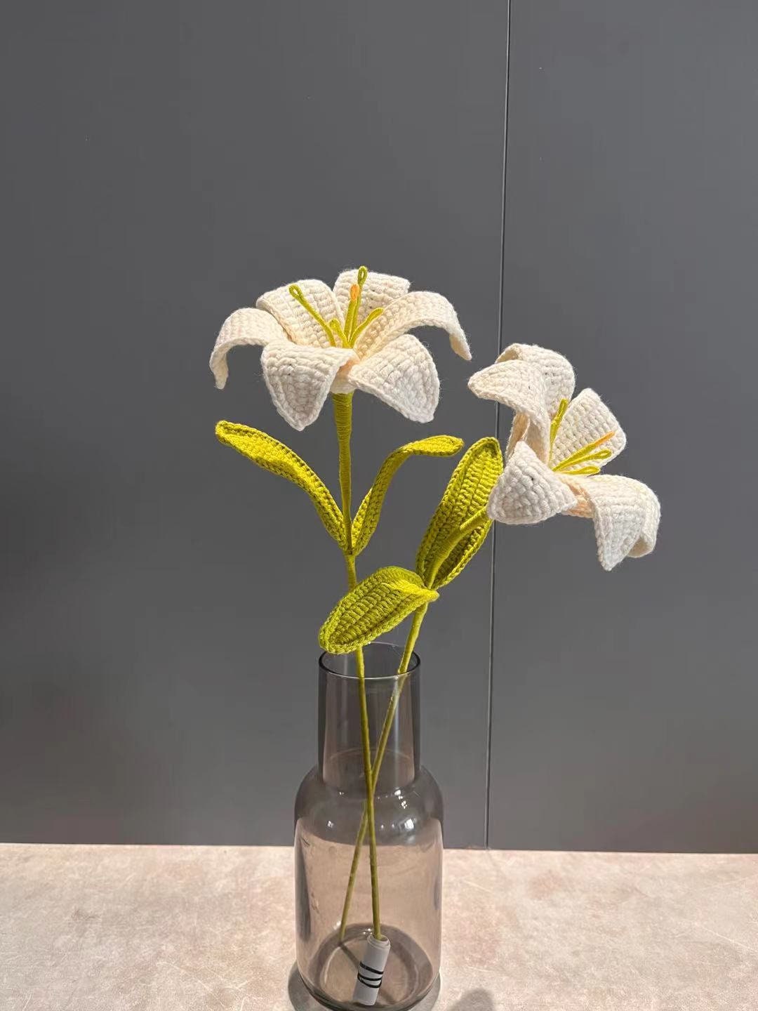 Valentine's Day Gift, Crochet Bouquet, White Lily Handmade Flower ...