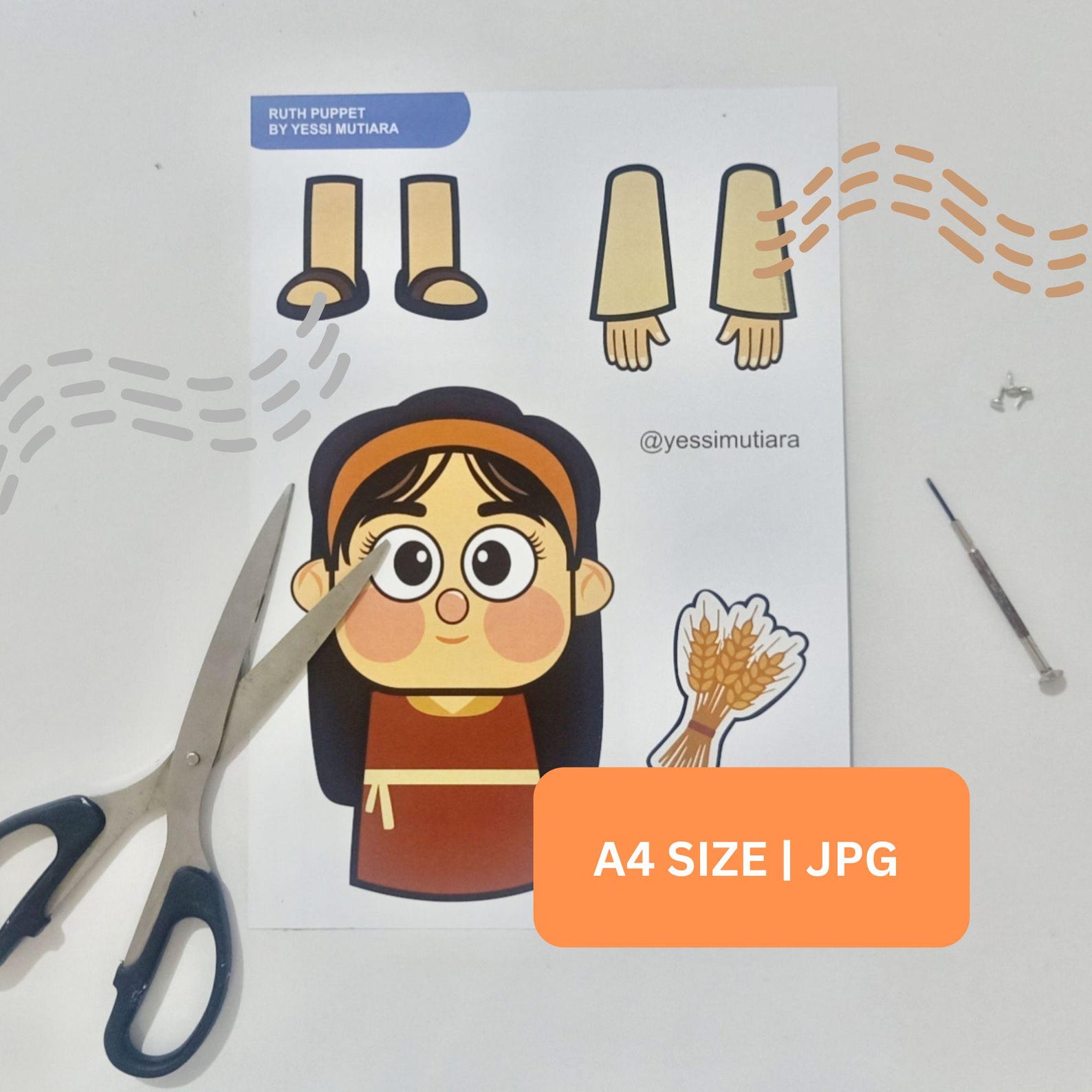 Ruth Paper Puppet Template. Bible Character Craft for Kids. Sunday ...