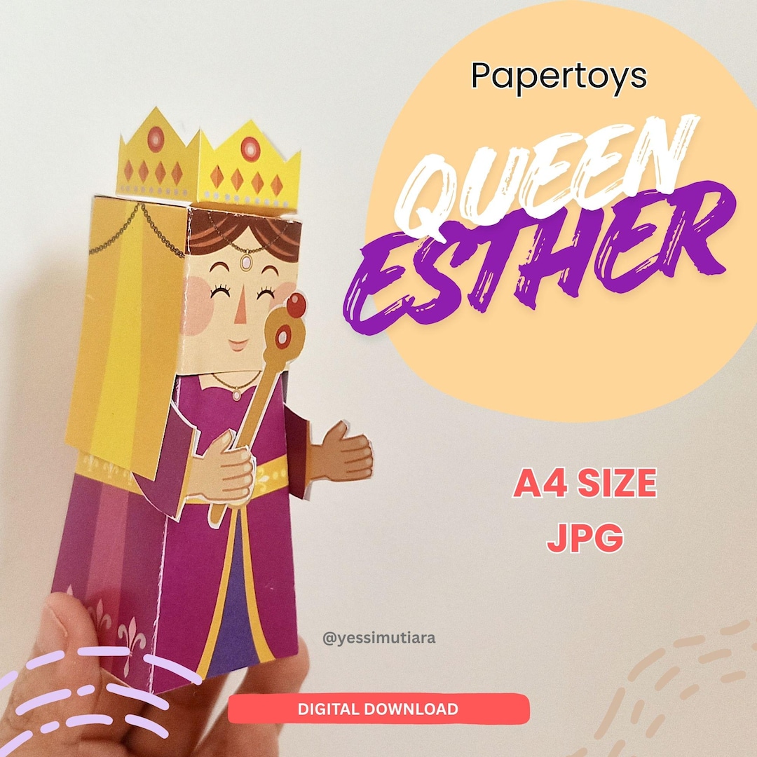 Queen Esther Paper Toys Printable | Bible Character Craft for Kids ...