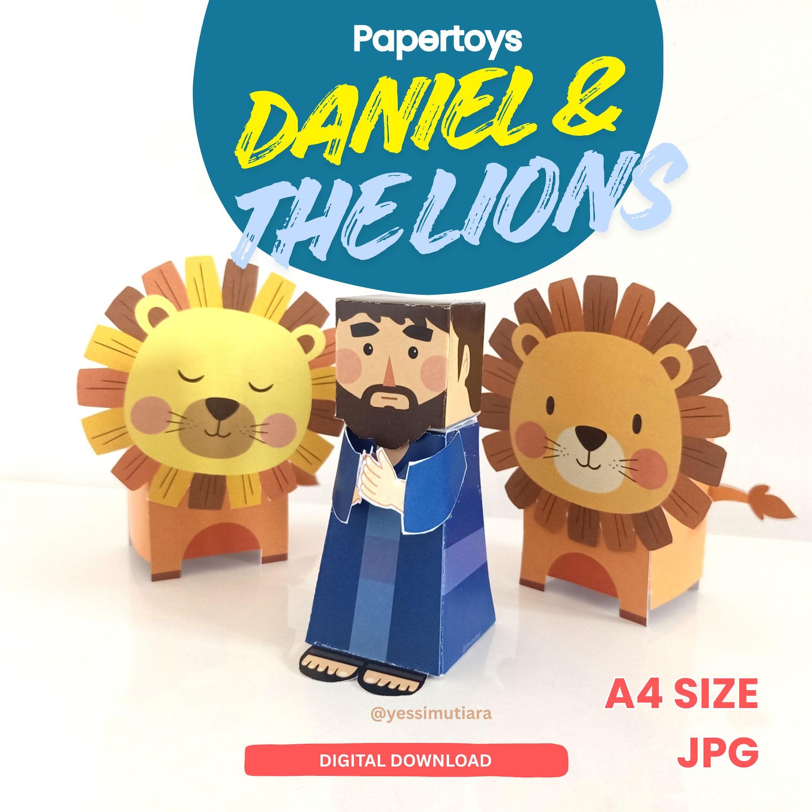 Daniel and the Lions Paper Toys Printable | Bible Story Craft for Kids ...