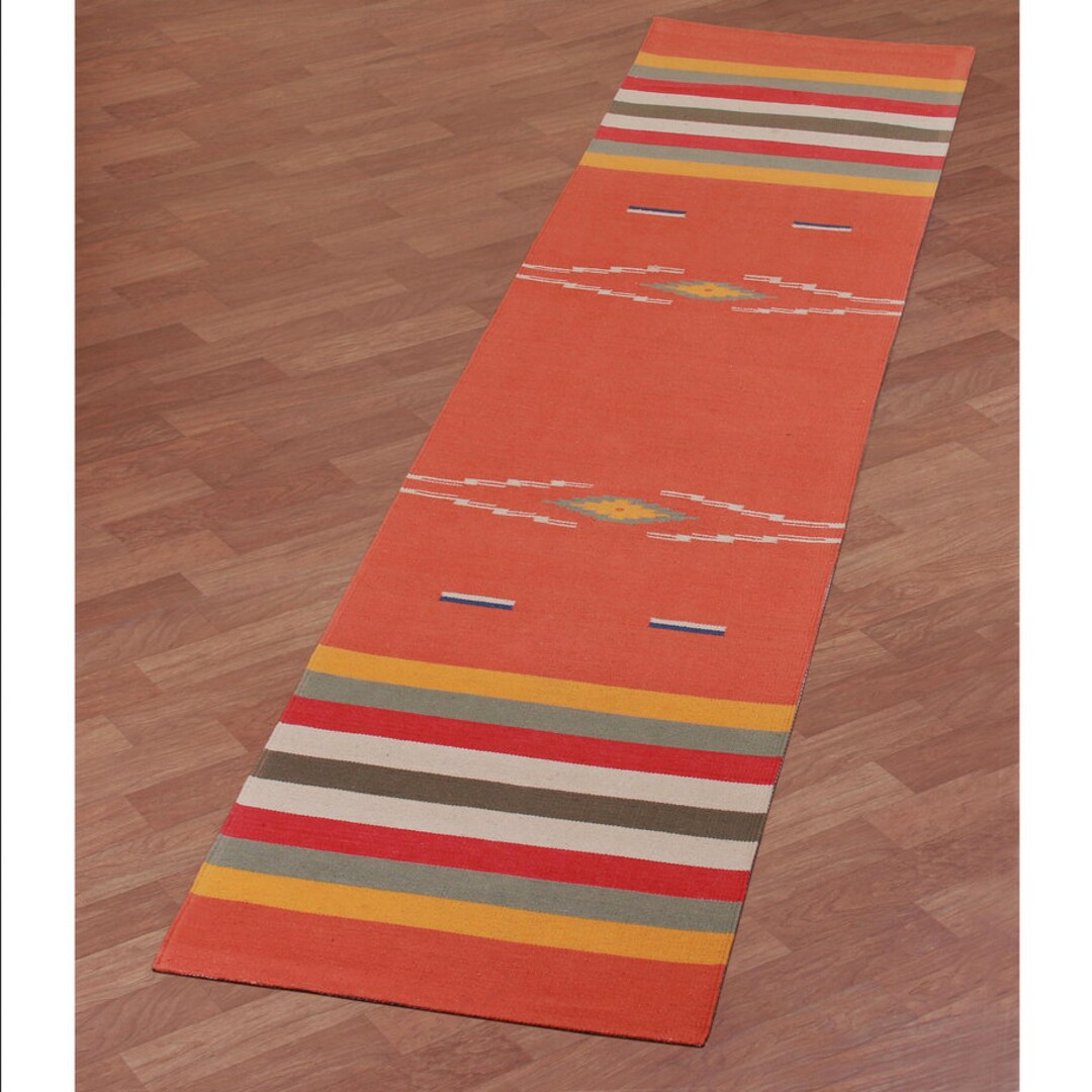 Handwoven Cotton Rug Runner, Orange Cotton Runner Rug, Entryway ...