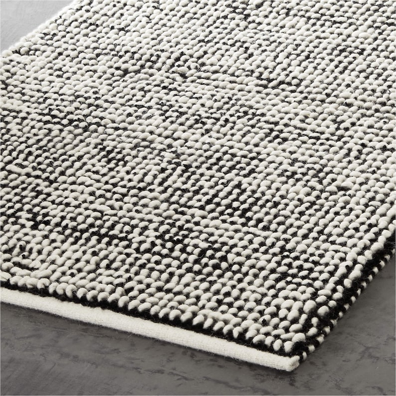 Handwoven Wool Rug Runner Black White Wool Runner Rug - Etsy