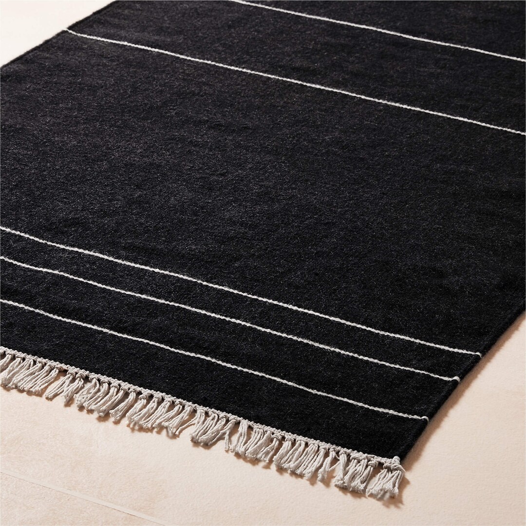 Handwoven Wool Rug Runner, Black White Wool Runner Rug, Entryway ...