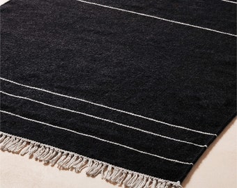Handwoven Wool Rug Runner, Black White Wool Runner Rug, Entryway ...