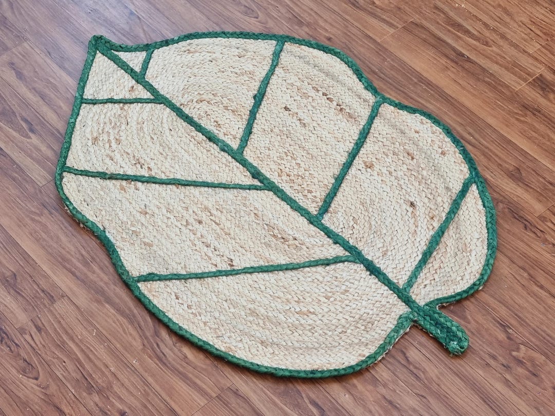 Decorative Jute Rug, Leaf Shape Jute Rug, Hand Braided Jute Rug ...
