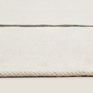 Modern Handwoven White Striped Rug - Wool Kilim Modern Rug for Living ...