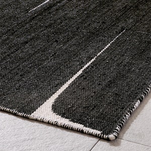 Black White Eco Friendly Bohemian Rug, Handwoven Cotton Rugs, Living ...