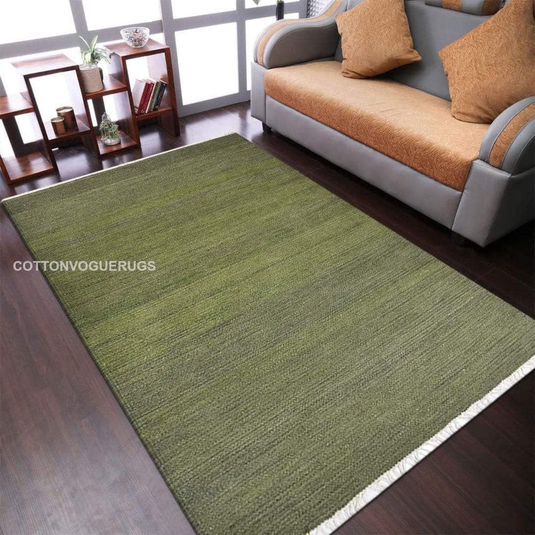 Handwoven Olive Green Wool Rug Southwestern Kilim Rug for Living Room ...