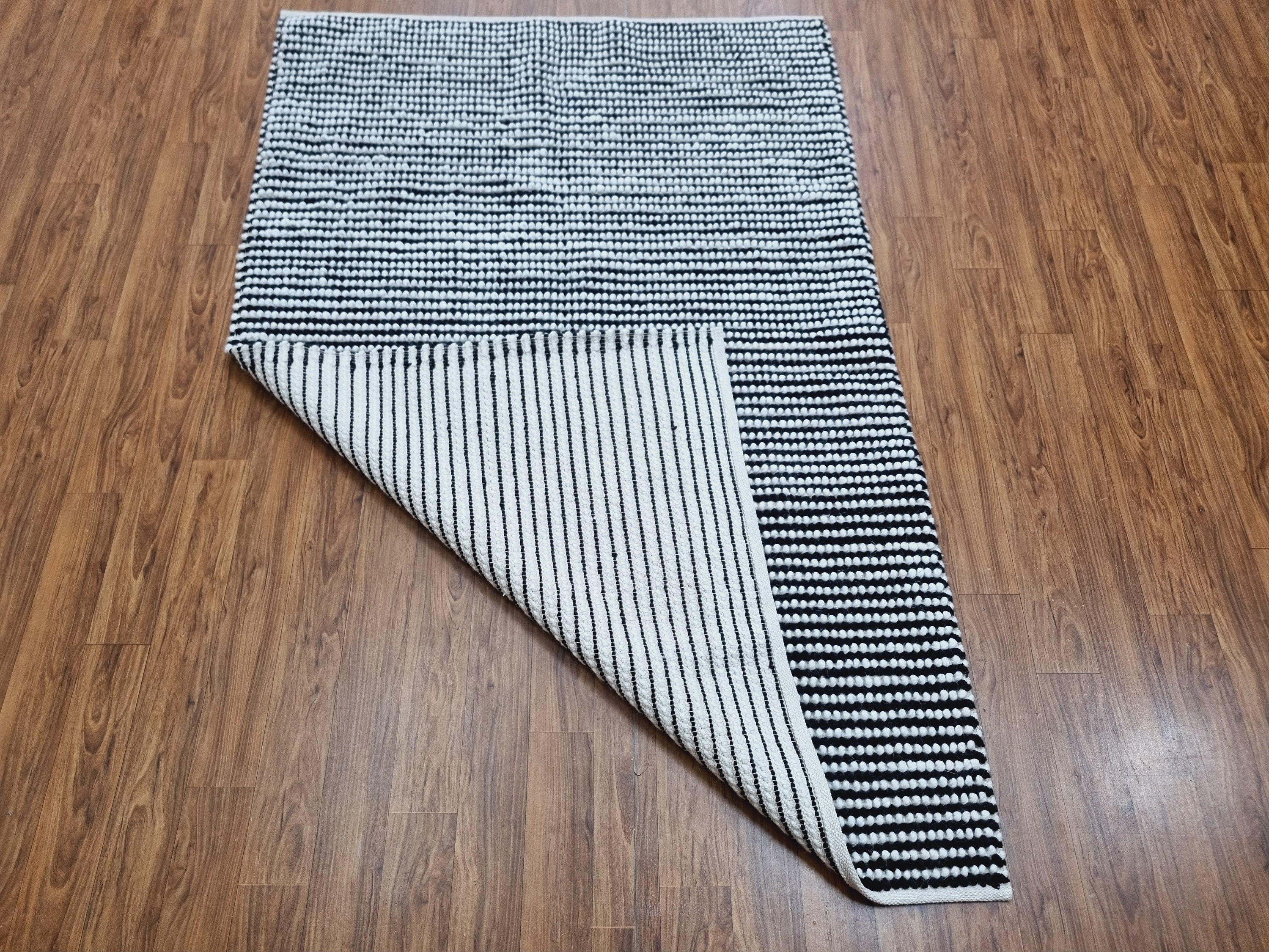 Handwoven Wool Rug Runner, Black White Wool Runner Rug, Entryway ...