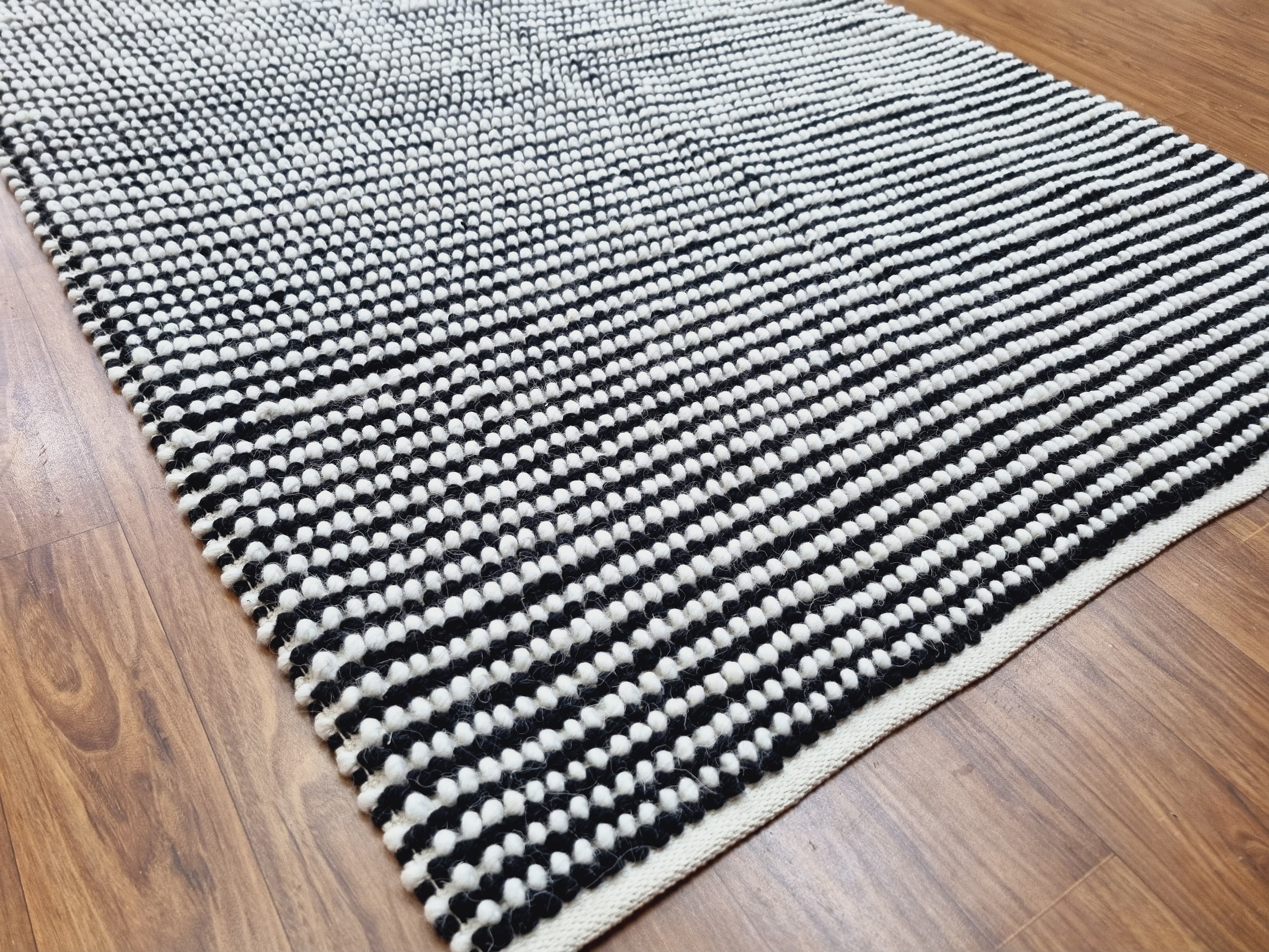 Handwoven Wool Rug Runner, Black White Wool Runner Rug, Entryway ...