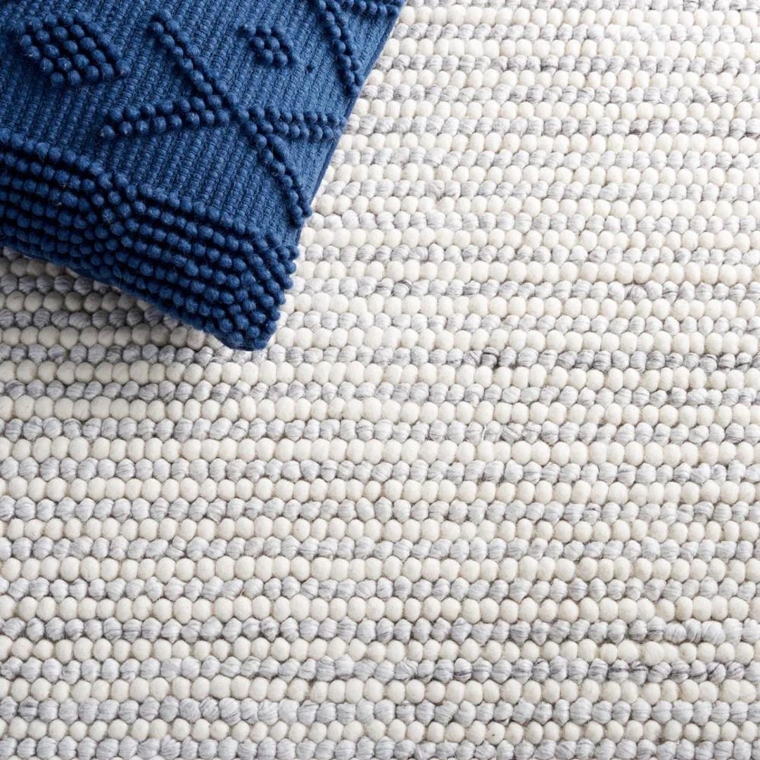 Handwoven Wool Rug Runner, White Light Grey Wool Runner Rug, Entryway ...