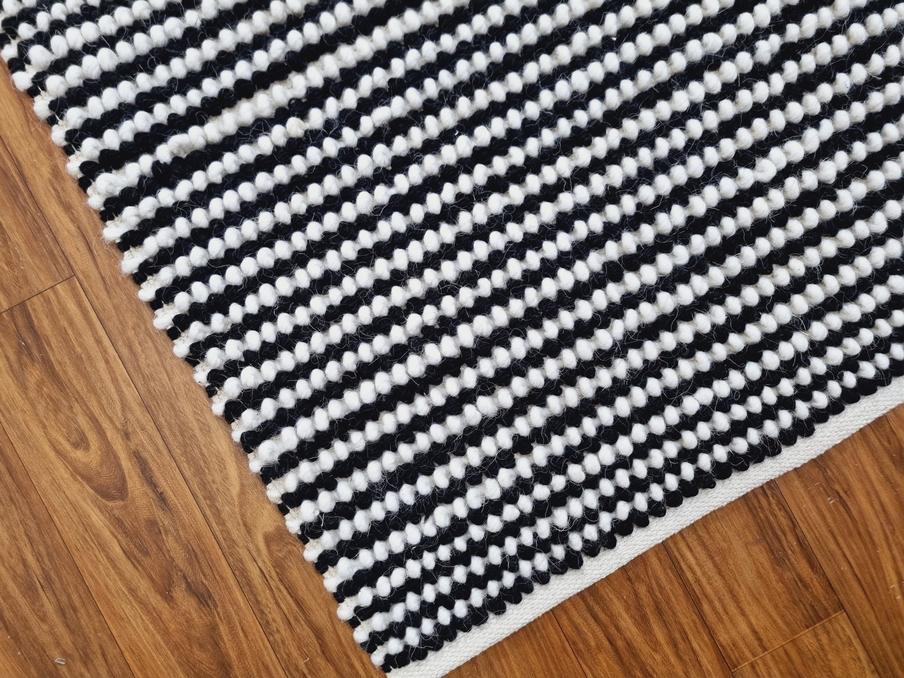 Handwoven Wool Rug Runner, Black White Wool Runner Rug, Entryway ...